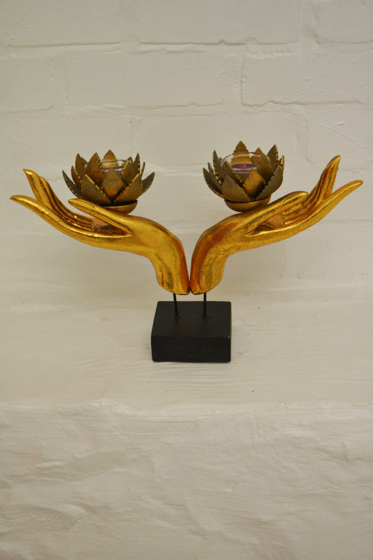 Wooden Buddha Hand / Lotus Flower Tea Light Candle Holder ~ NEVINA.co ...