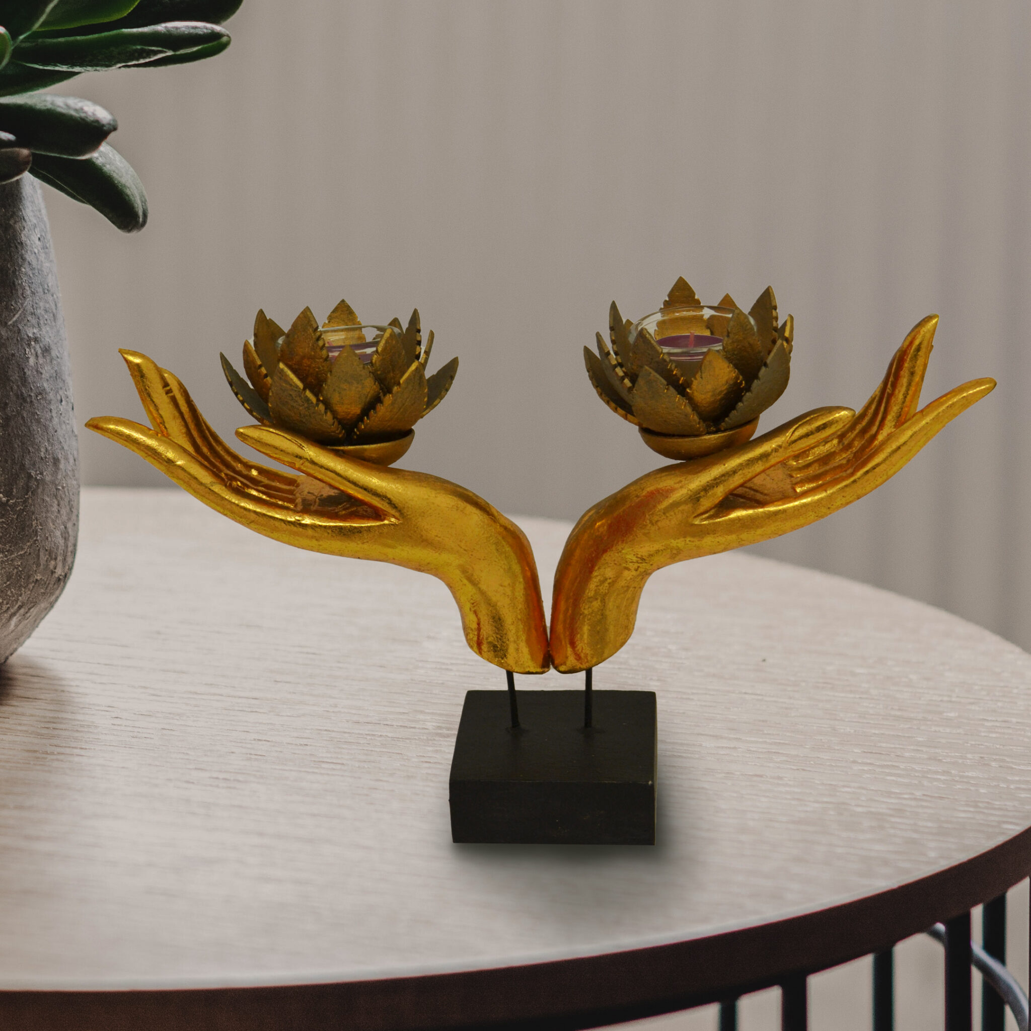 Wooden Buddha Hand / Lotus Flower Tea Light Candle Holder ~ NEVINA.co ...