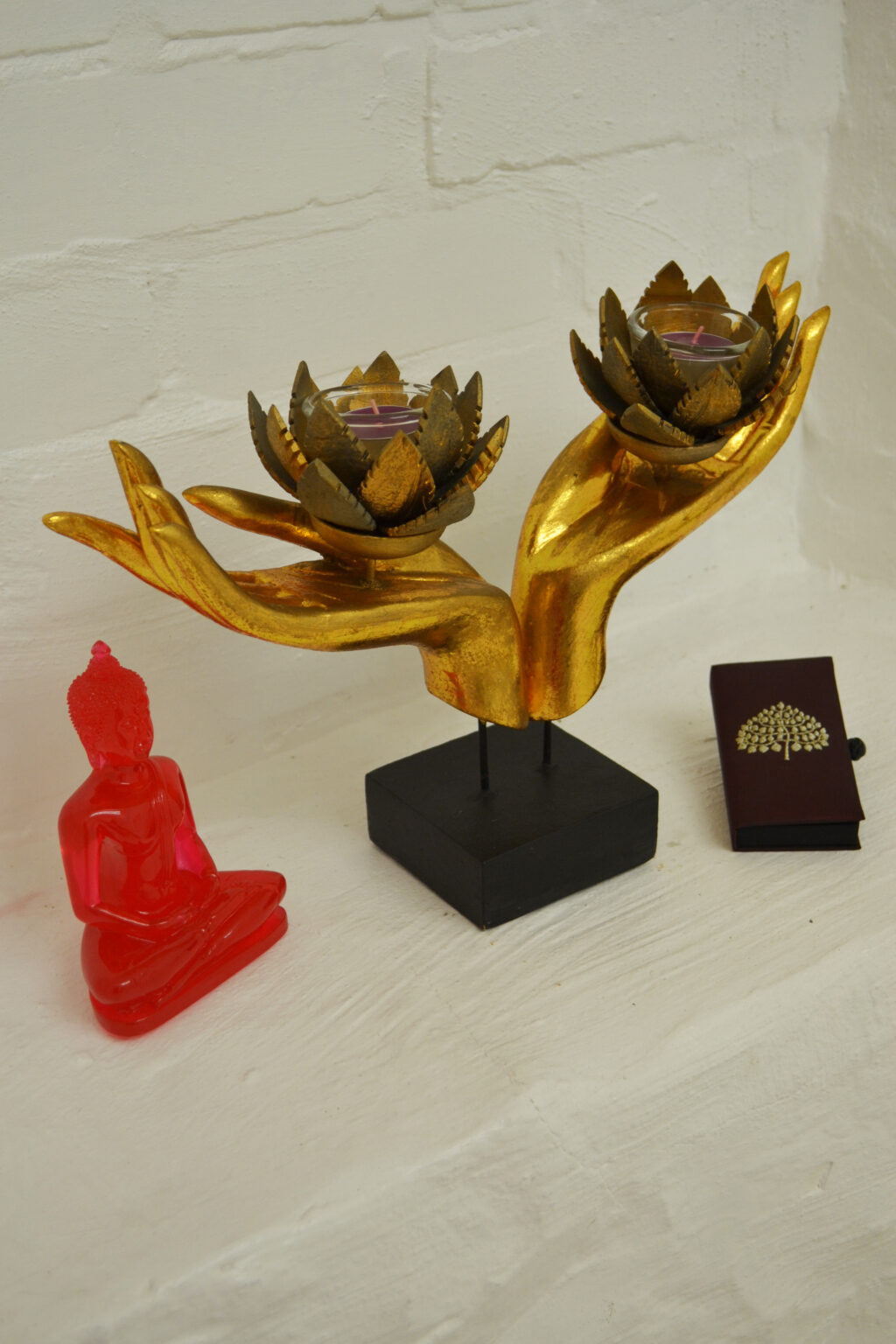 Wooden Buddha Hand / Lotus Flower Tea Light Candle Holder ~ NEVINA.co ...