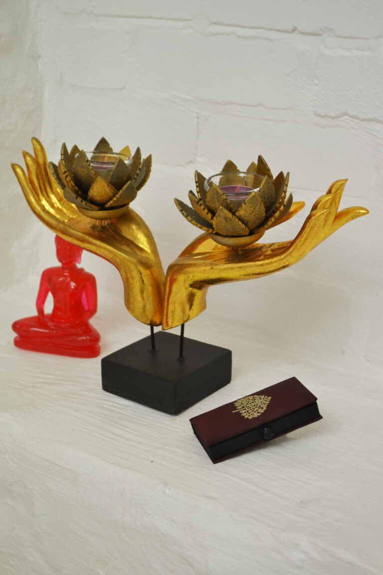 Wooden Buddha Hand / Lotus Flower Tea Light Candle Holder ~ NEVINA.co ...